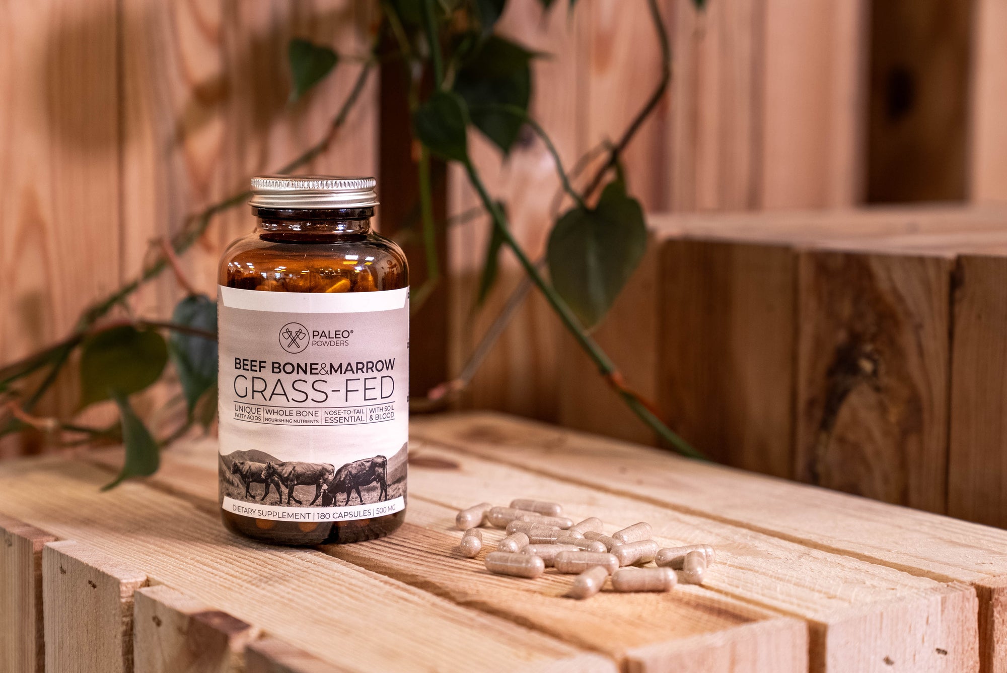 Beef Bone Marrow - Grass Fed - 180 capsules - Paleo Powders