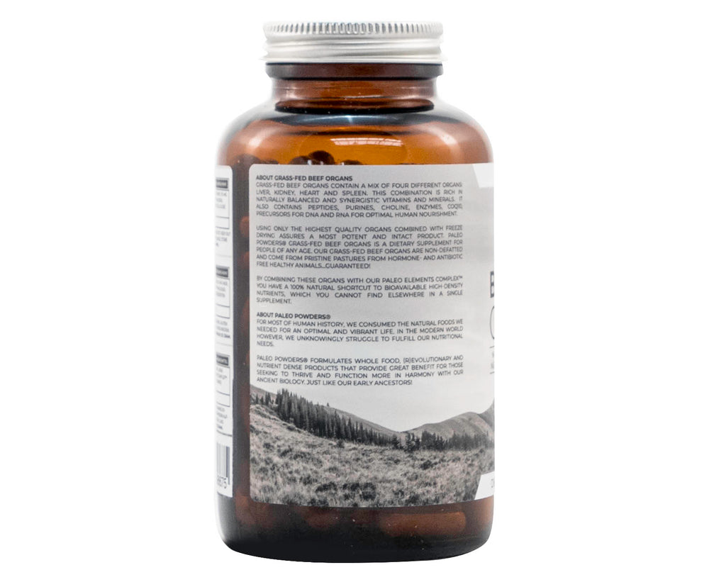 Beef Organs - Grass Fed - 180 capsules - Paleo Powders