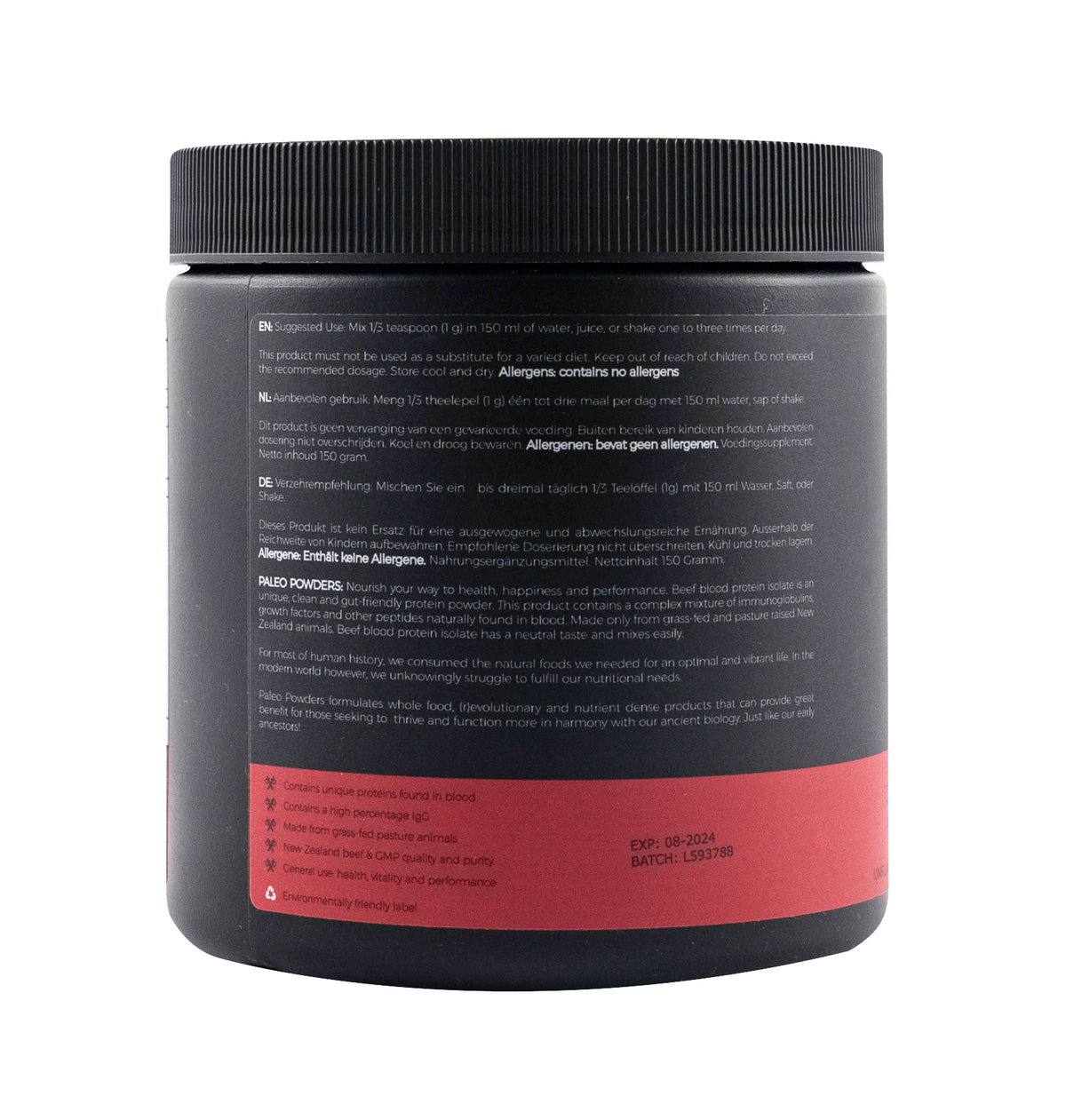 Beef Blood Protein Isolate - Grass-Fed - 150 grams - Paleo Powders