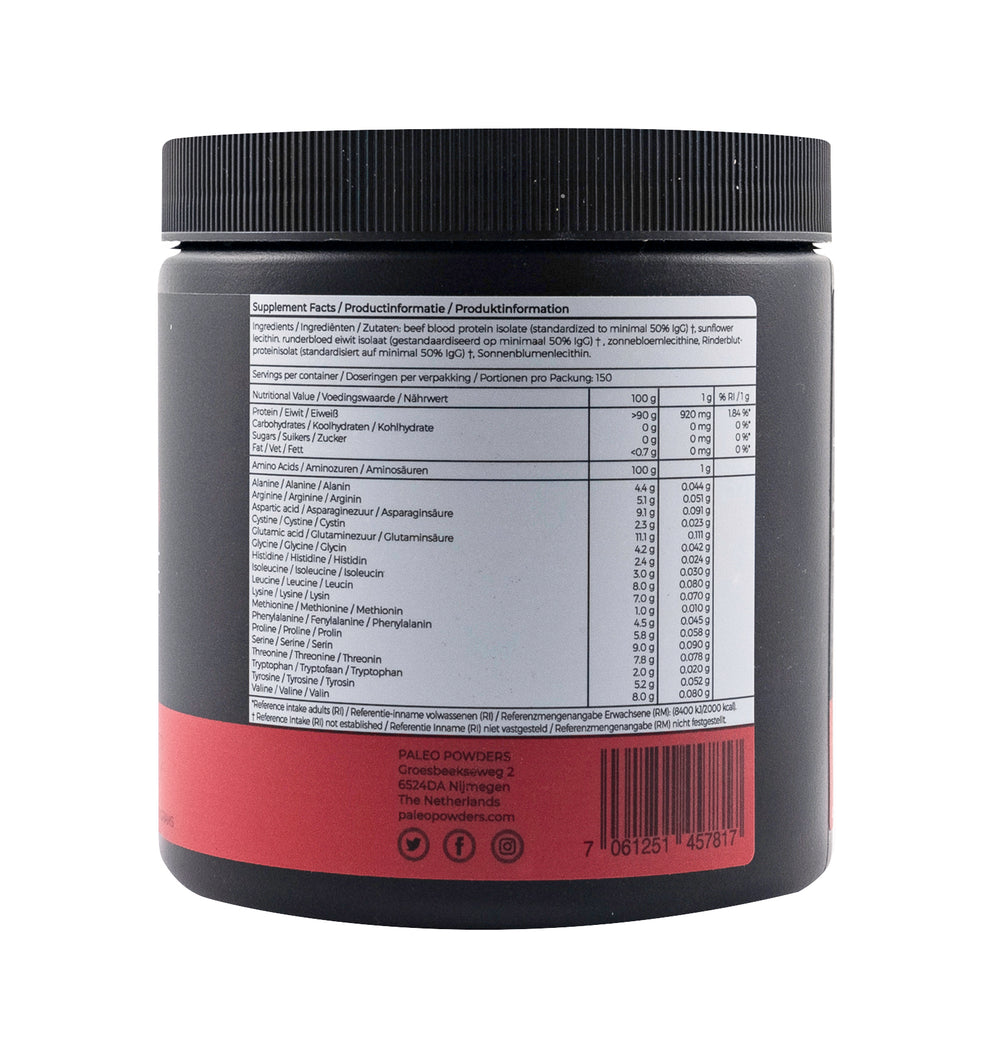 Beef Blood Protein Isolate - Grass-Fed - 150 grams - Paleo Powders