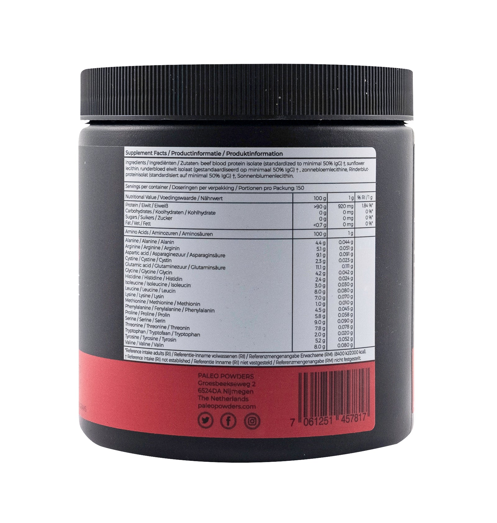 Beef Blood Protein Isolate - Grass-Fed - 150 grams - Paleo Powders